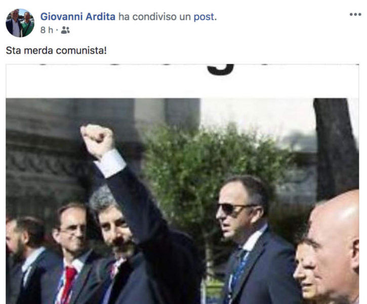 Ardita (Fratelli d'Italia) al presidente della Camera Fico "Sta merda ...