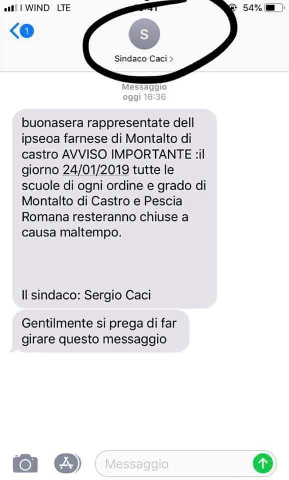 "A Montalto scuole chiuse". Ma è un falso messaggio intestato al ...