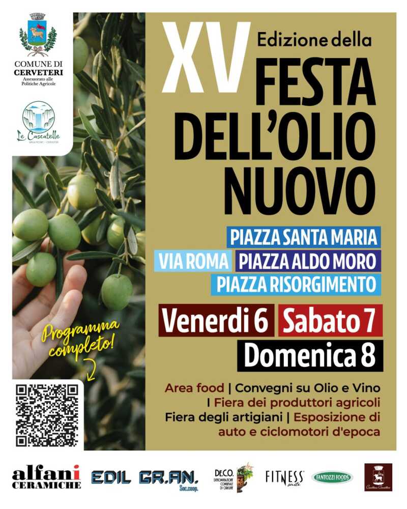 Domani comincia la Festa dell’Olio Nuovo di Cerveteri • Terzo Binario News Domani comincia la Festa dell’Olio Nuovo di Cerveteri • Terzo Binario News
