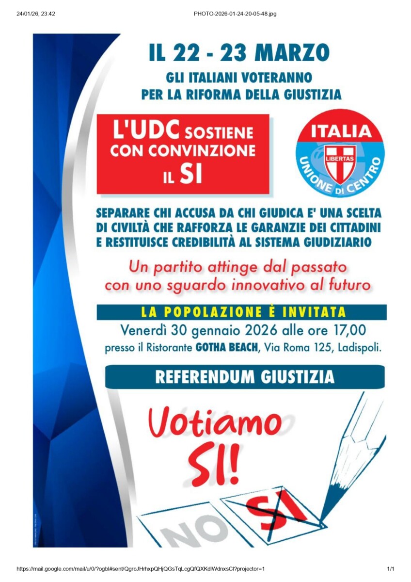 L'Udc sbarca a Ladispoli e lancia il Sì al referendum • Terzo Binario News